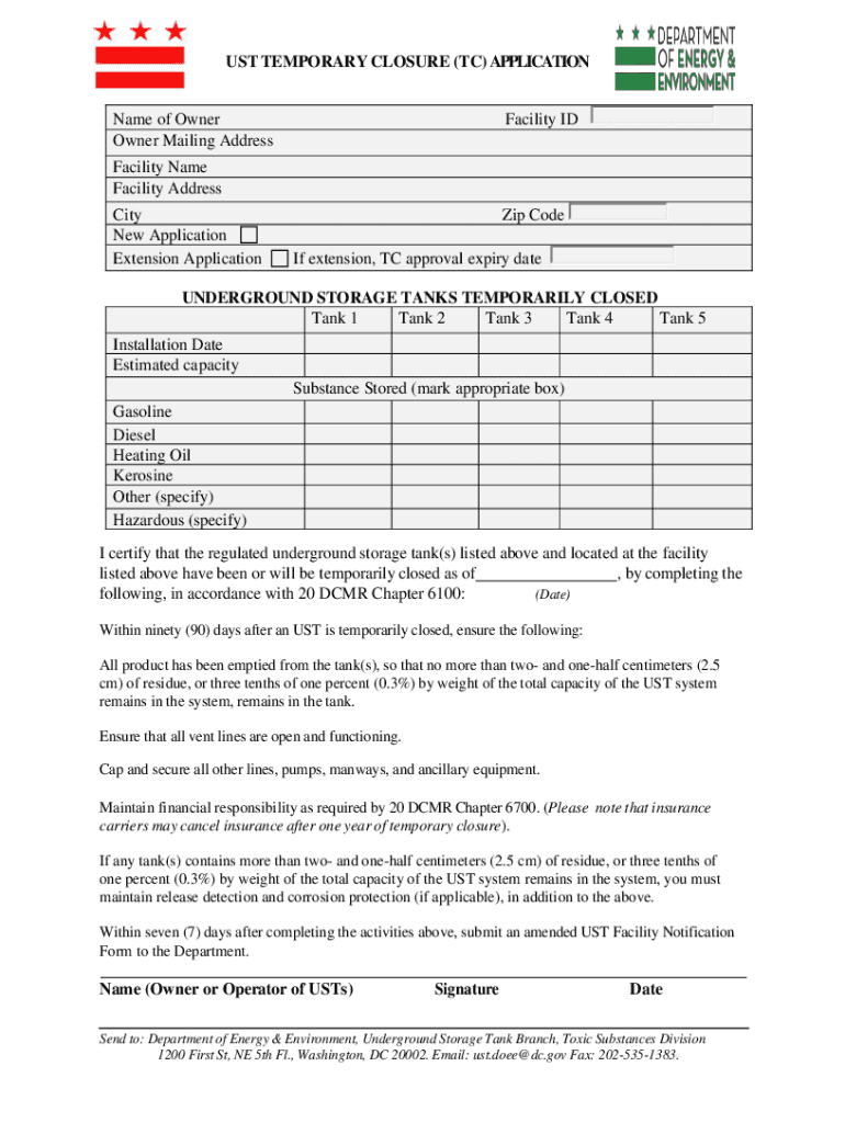 Fillable Online Options for Expiring Temporary Closure Certificates Fax ...