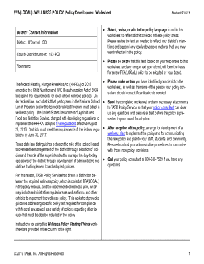 Fillable Online Local School Wellness Policy Final Rule--Revised Fax ...