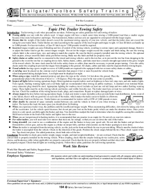 Fillable Online Fillable Online Tailgate/Toolbox Safety Training Fax ...