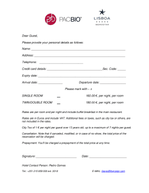 Fillable Online Dear Guest, Please provide your personal details as ...