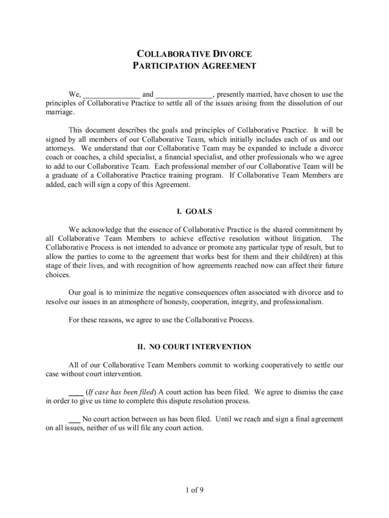 Fillable Online What is a Participation Agreement in a Collaborative ... Fax Email Print - pdfFiller