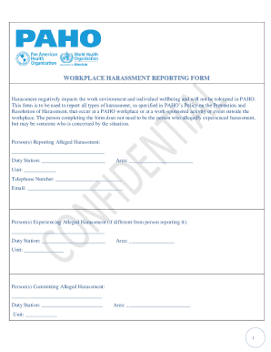 Fillable Online Workplace Harrassment Reporting Form Fax Email Print ...