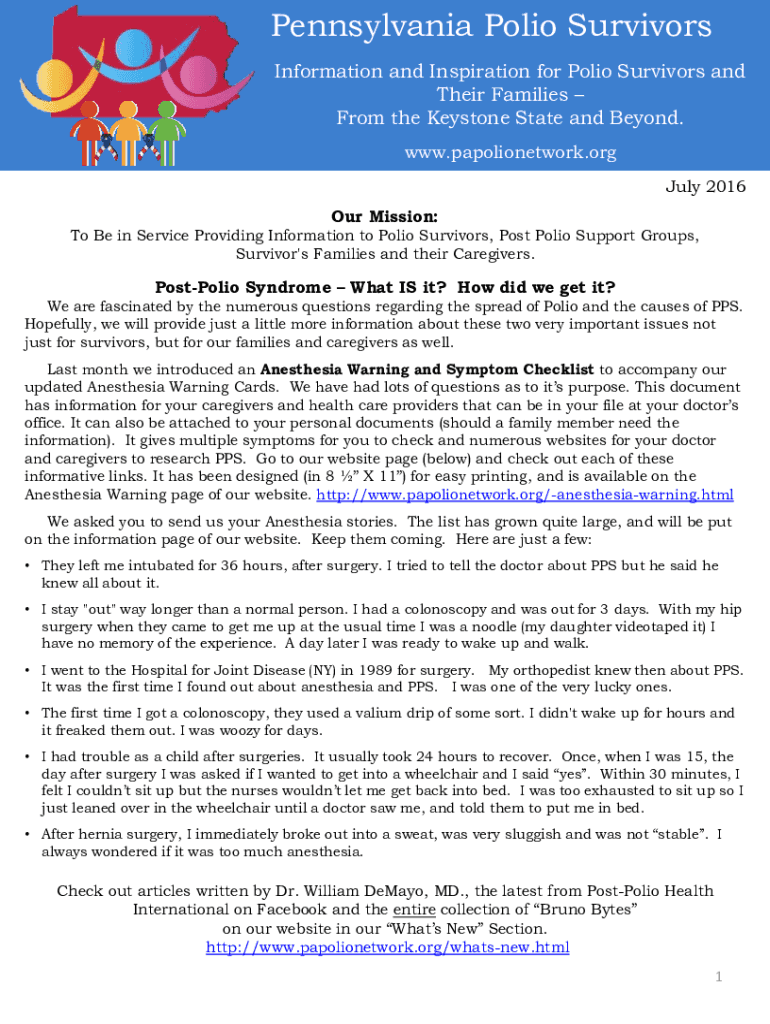 Fillable Online Polio Survivors Serving Others - PA and Beyond - We are a ... Fax Email Print ...