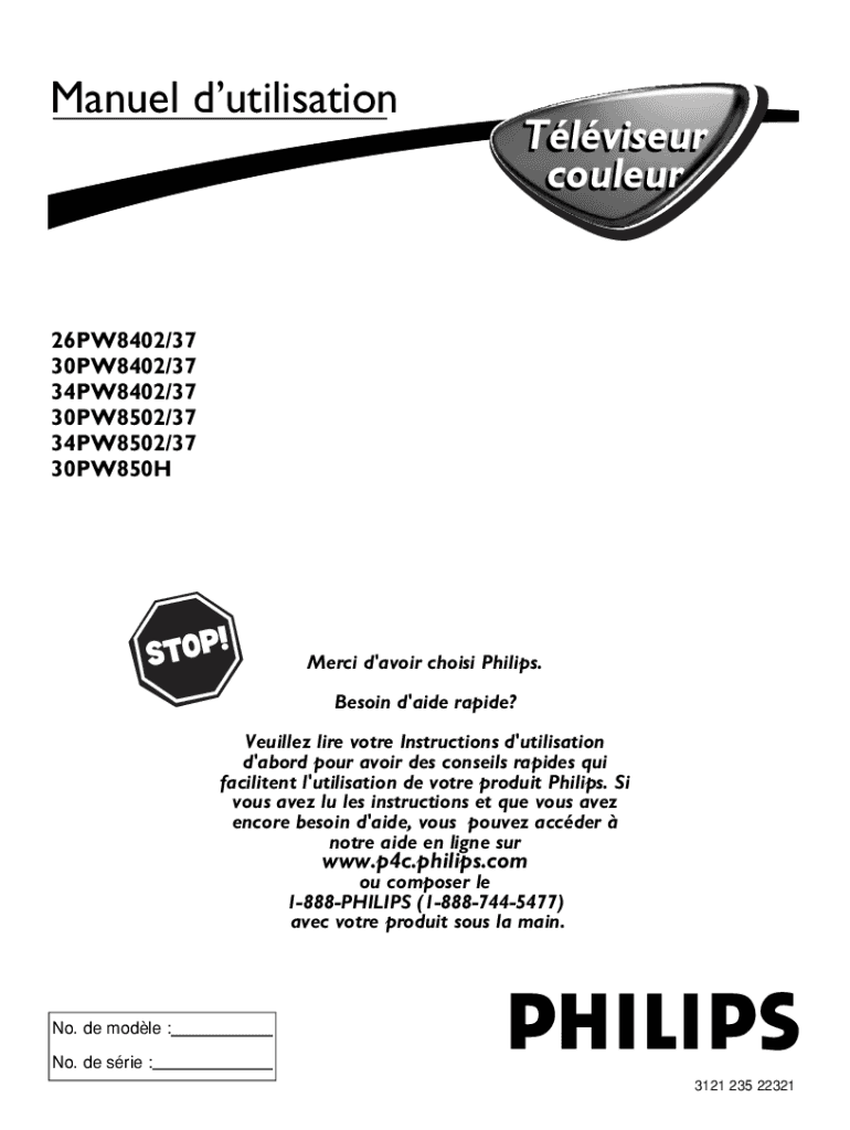 Remplissable En Ligne Philips 34PW850H/37 User Manual42 pages Fax Email ...