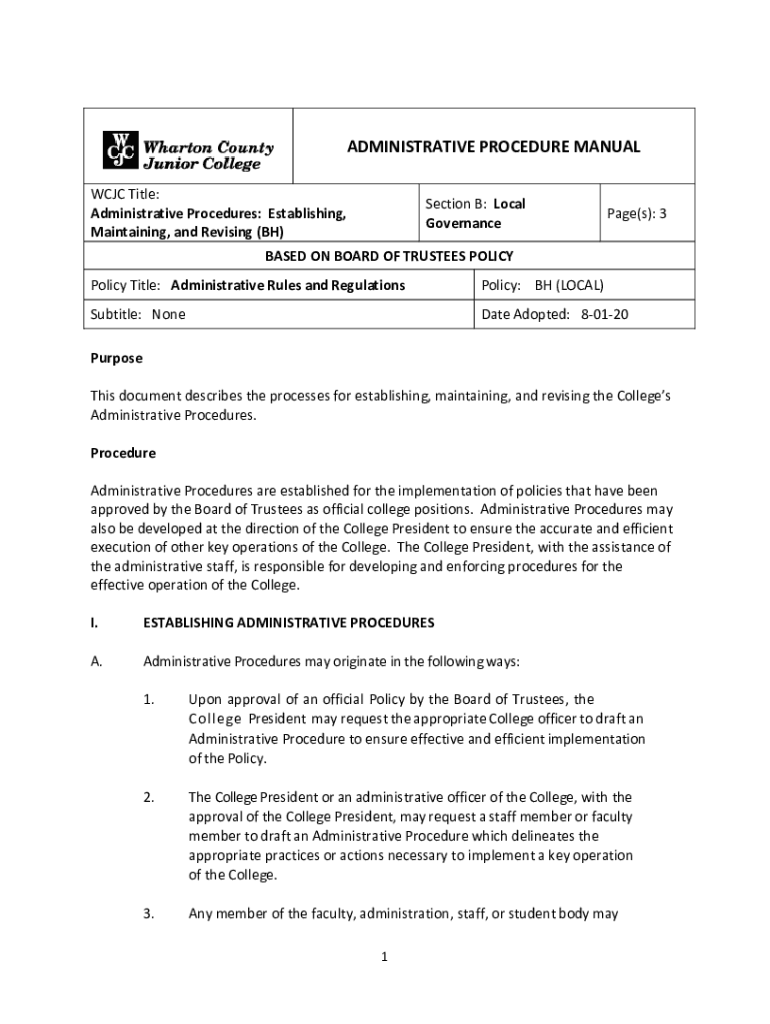 Fillable Online Administrative Procedures: Written Format (BH) Section ...
