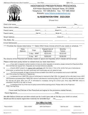 Fillable Online 4s REGISTRATION FORM 2023-2024 Fax Email Print - pdfFiller