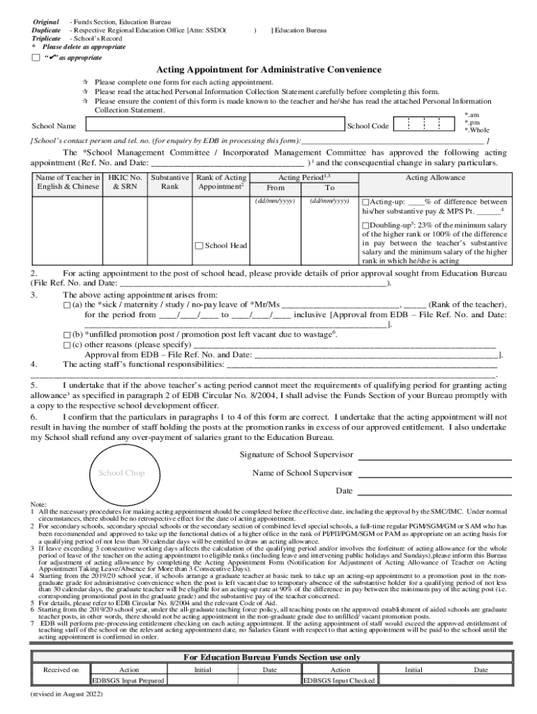 Fillable Online Acting Appointment for Administrative Convenience Fax ...