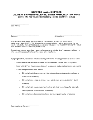 Fillable Online NORFOLK NAVAL SHIPYARD DELIVERY SHIPMENT/RECEIVING ...