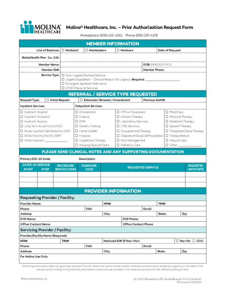 Fillable Online Prior Authorization Service Request Form Fax Email ...