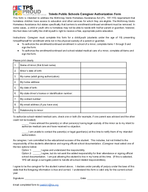 Fillable Online TPS McKinney-Vento Caregiver Authorization Form Fax ...
