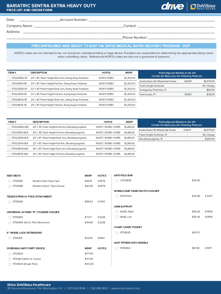 Fillable Online Bariatric Sentra EC Heavy-Duty, Extra-Extra-Wide ... Fax Email Print - pdfFiller
