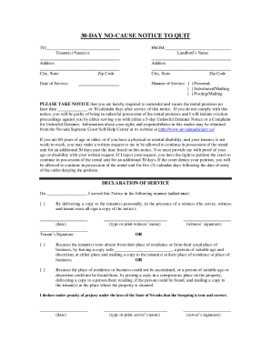 Fillable Online Nevada 30 Day Notice - Fill Online, Printable, Fillable ...