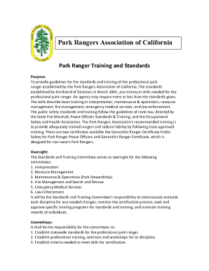 Fillable Online Park Ranger Training and Standards Fax Email Print ...