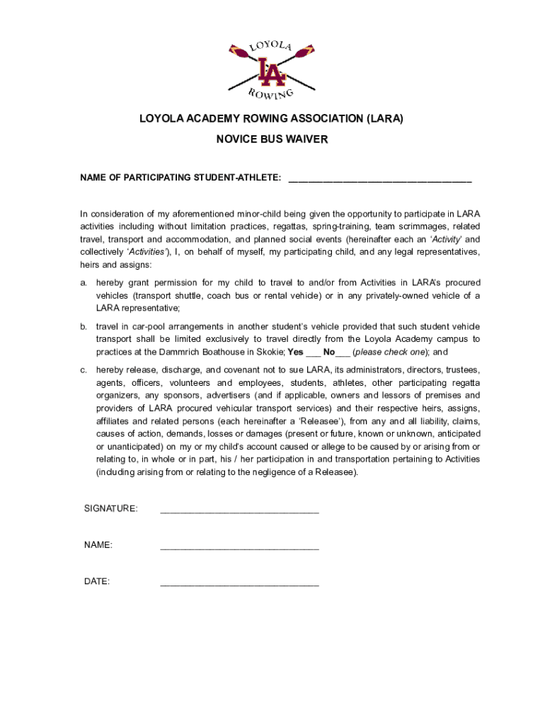 Fillable Online 14.0 Novice Bus Waiver (003).docx Fax Email Print ...