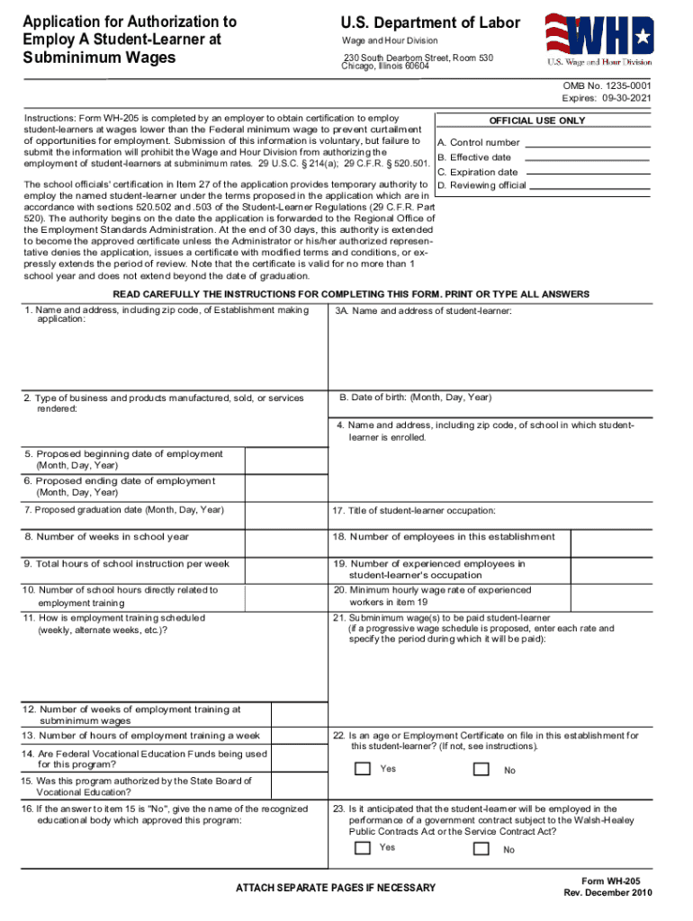 Fillable Online Application for Authorization to Employ A Student ...