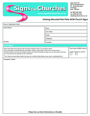 Fillable Online Welcome to Signs for Churches - Signs for Churches Fax ...