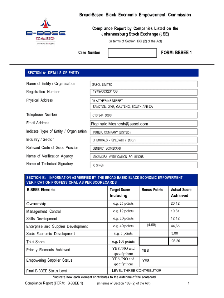 Fillable Online View our B-BBEE Compliance Report and Certificate Fax ...