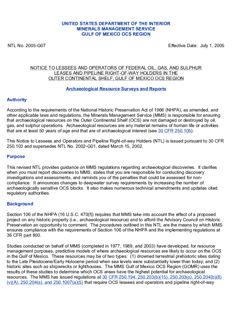 Fillable Online 30 CFR Part 550 -- Oil and Gas and Sulphur Operations ...