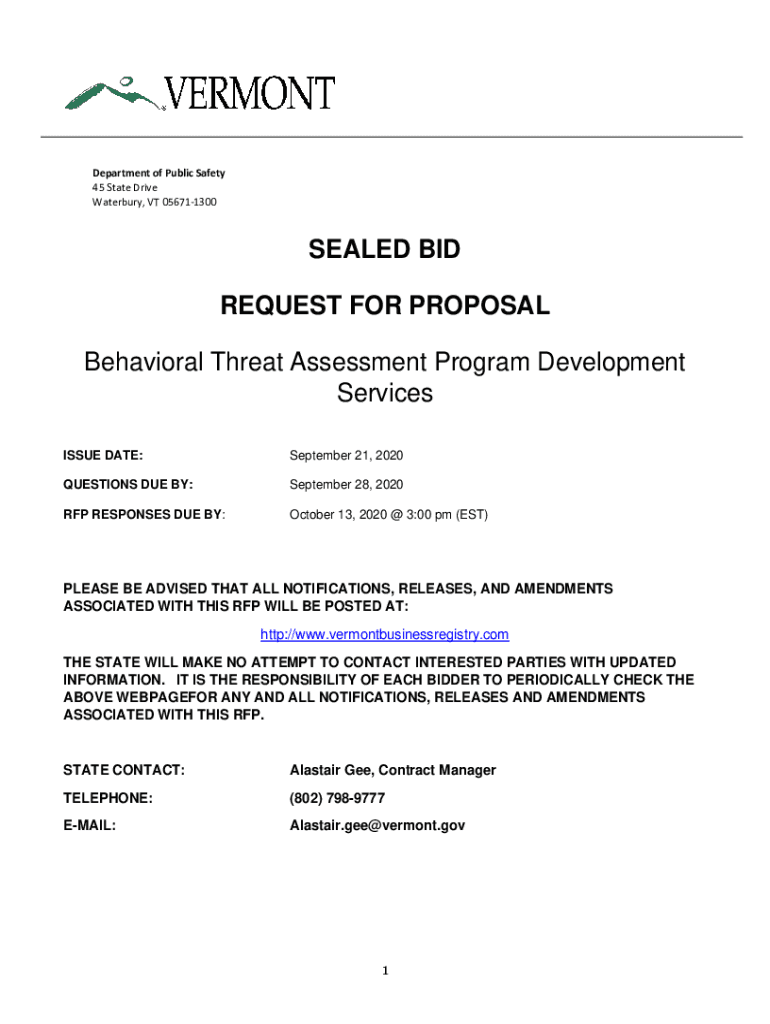 Fillable Online SEALED BID REQUEST FOR PROPOSAL Behavioral ... Fax ...
