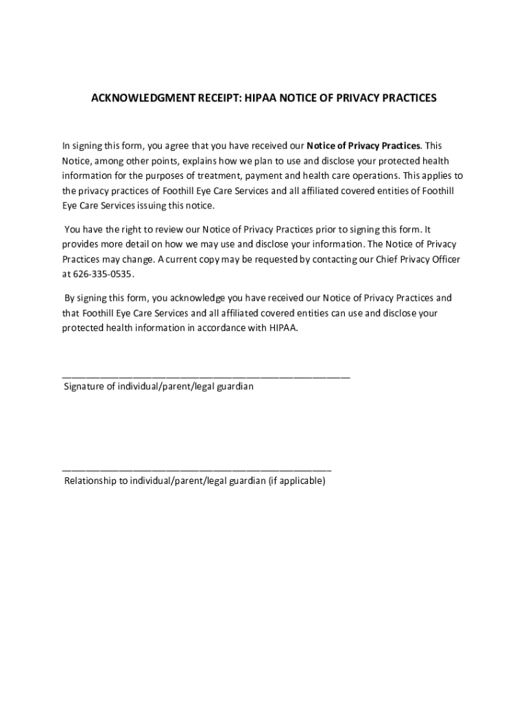 Fillable Online HIPAA Notice of Privacy Practices By signing this form ...