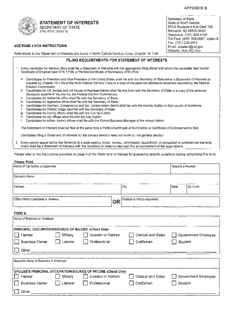 Fillable Online Statement of Interests Fax Email Print - pdfFiller