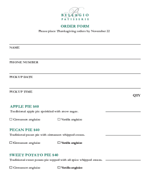 Fillable Online thanksgiving order form Fax Email Print - pdfFiller