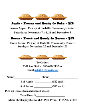 Fillable Online Post Prom Pie Fundraiser Form Fax Email Print - pdfFiller