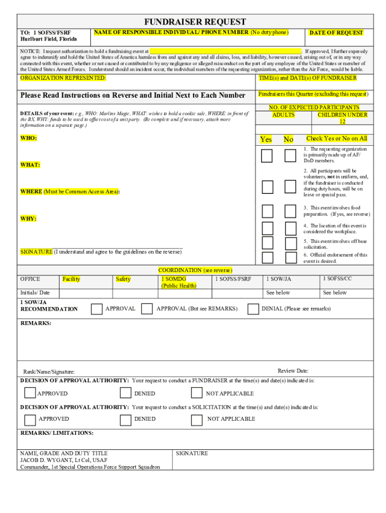 Fillable Online FUNDRAISER REQUEST Fax Email Print - pdfFiller