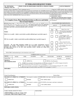 Fillable Online FUNDRAISER REQUEST FORM Please Read Instructions ...