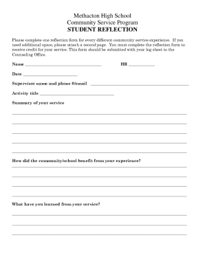 Fillable Online Reflection.form.pdf Fax Email Print - pdfFiller