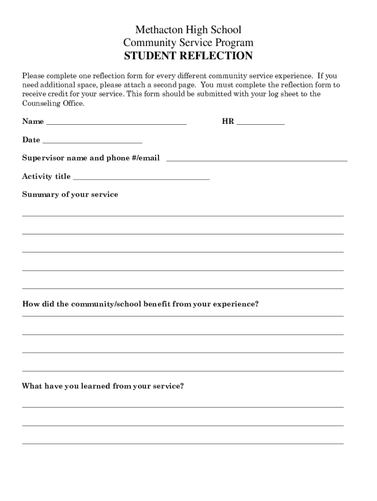 Fillable Online Reflection.form.pdf Fax Email Print - pdfFiller