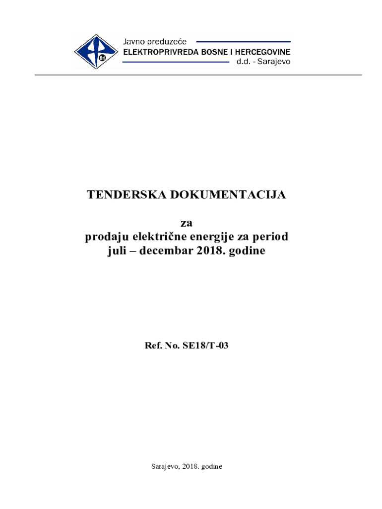 Fillable Online TENDERSKA DOKUMENTACIJA za prodaju elektrine ... Fax Email Print - pdfFiller