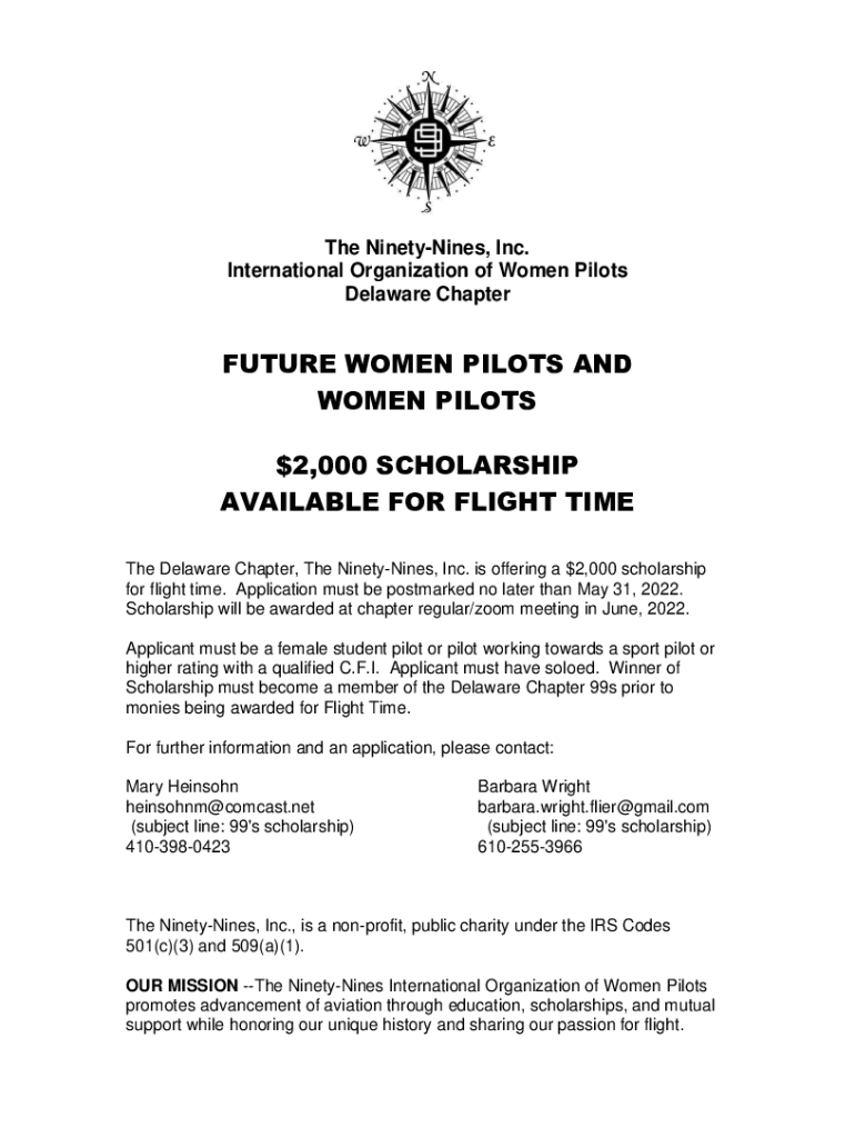 Fillable Online DE 99s Scholarship Information & application Fax Email ...