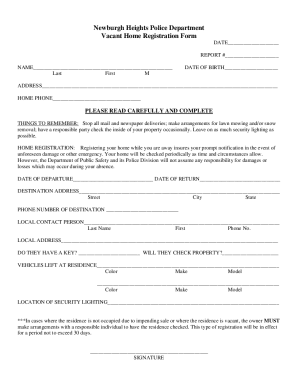 Fillable Online VACANT BUILDING REGISTRATION FORM Fax Email Print ...