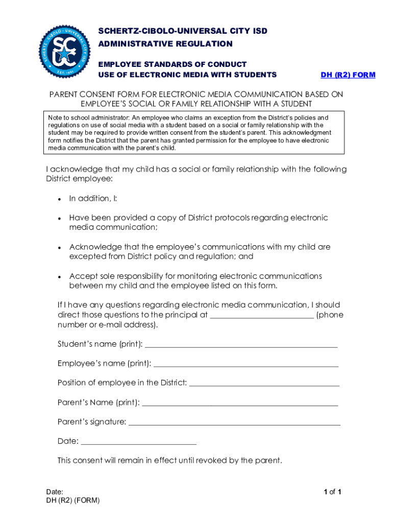 Fillable Online DH (R2) FORM EMPLOYEE STANDARDS OF CONDUCT USE OF ...