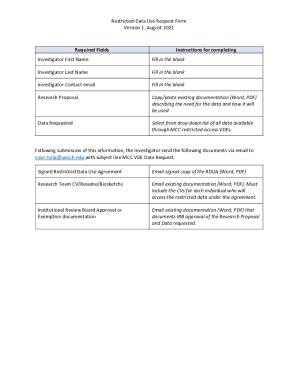 Fillable Online EP 002 Restricted Data User Request Form Fax Email ...