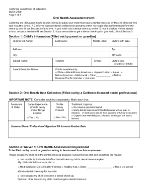 Fillable Online Oral Health Assessment Form 2.pdf - California ...
