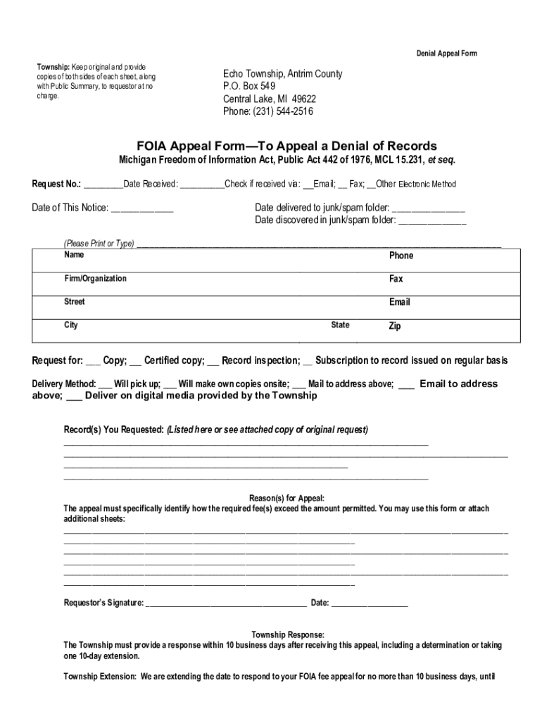 Fillable Online FOIA Appeal Form - To Appeal an Excess Fee.pdf Fax ...