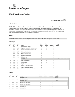 Fillable Online EDI 850 Purchase OrderFormat & ... Fax Email Print ...