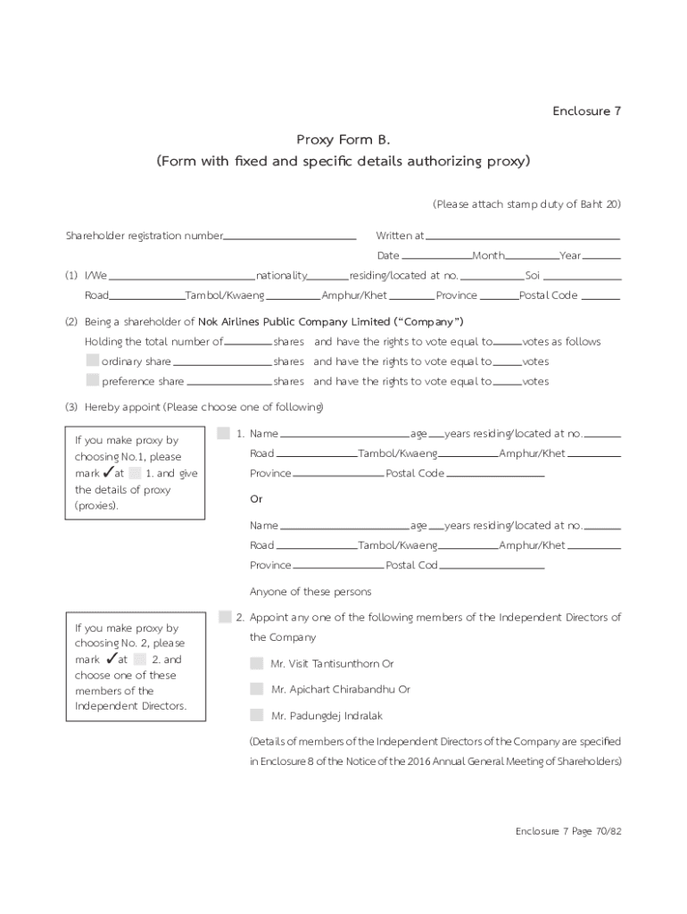 Fillable Online Page 83 Please affix Stamp duty of Baht 20 Proxy Form ...