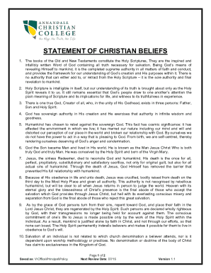 Fillable Online Statement of Christian Beliefs Fax Email Print - pdfFiller