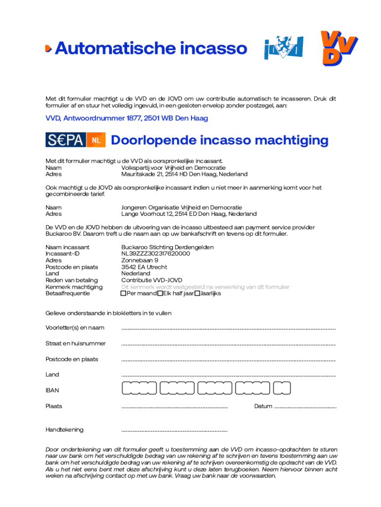 Invulbaar Online Aan de slag met automatische incasso Faxnummer Email ...