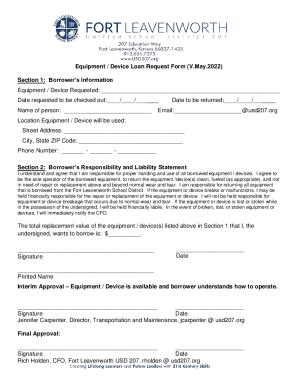 Fillable Online Equipment / Device Loan Request Form (V.May.2022 ...