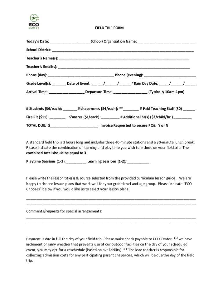 Fillable Online Field Trip PlannerDallas Zoo Fax Email Print - pdfFiller