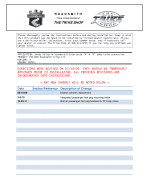 Fillable Online R O A D S M I T H TRIKE CONVERSIONS BY THE ... Fax ...