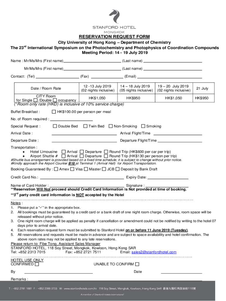 Fillable Online reservation request form Fax Email Print - pdfFiller