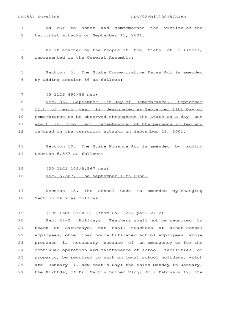 Fillable Online 5 ILCS 490/ State Commemorative Dates Act. Fax Email ...