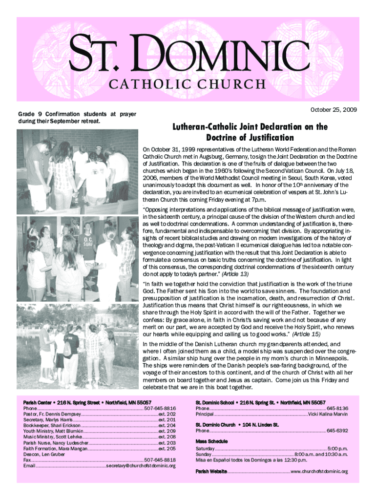 Fillable Online Confirmation - St Dominic's Catholic Church Benicia, CA ...