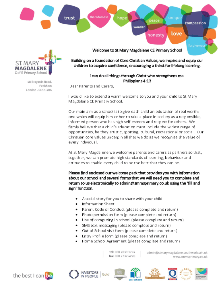 Fillable Online Welcome to St Mary Magdalene CE Primary School Building ...