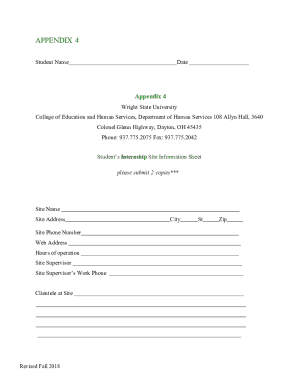 Fillable Online APPENDIX 4 - College of Health, Education, and Human ...